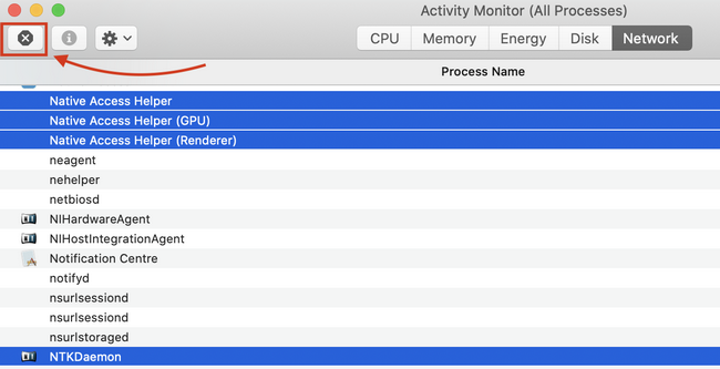Native Accessエラー："Please grant permission to NTK Daemon to install ...