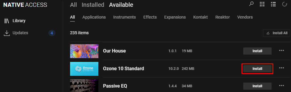 Installation von Komplete's Ozone – Native Instruments